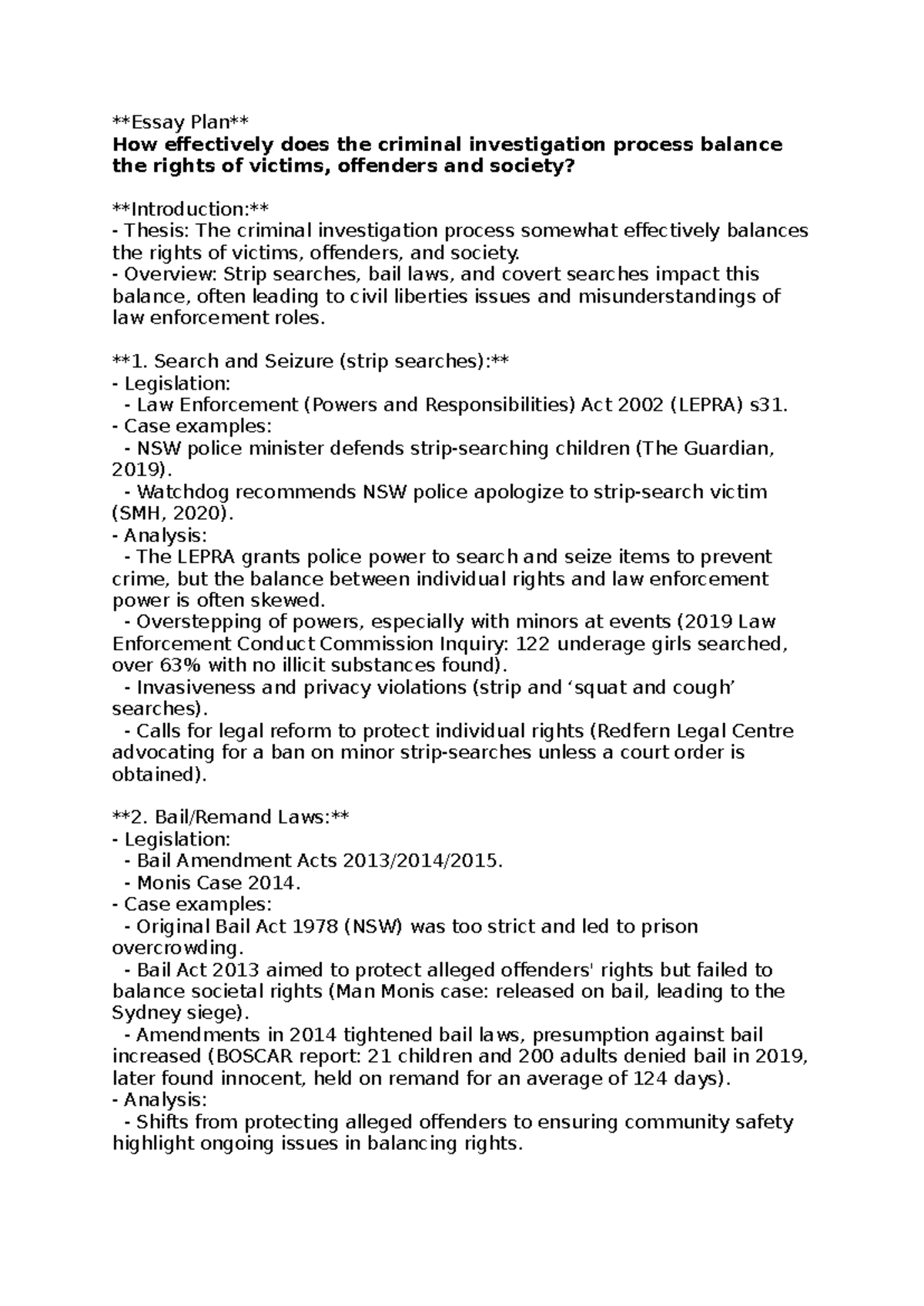 Essay Plans - aaa - Essay Plan How effectively does the criminal ...