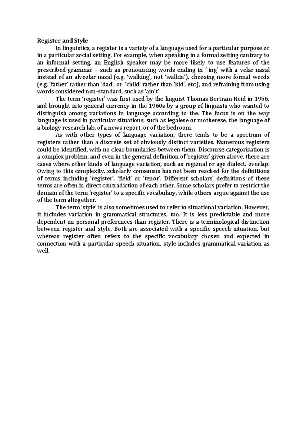 1588177026 - Stylistics - Register and Style In linguistics, a register ...