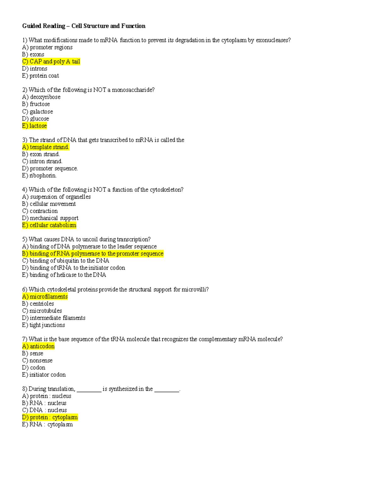 Chapter 2 - Completed - for fpf - Guided Reading – Cell Structure and ...