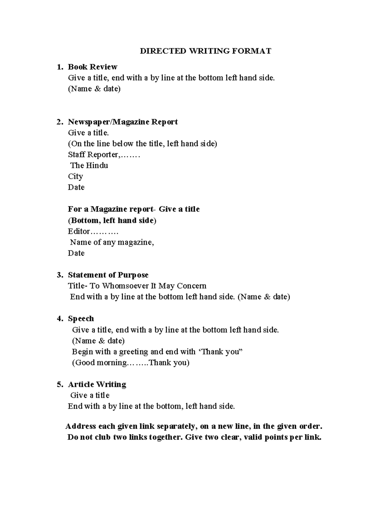 Directed Writing - English - DIRECTED WRITING FORMAT Book Review Give a ...