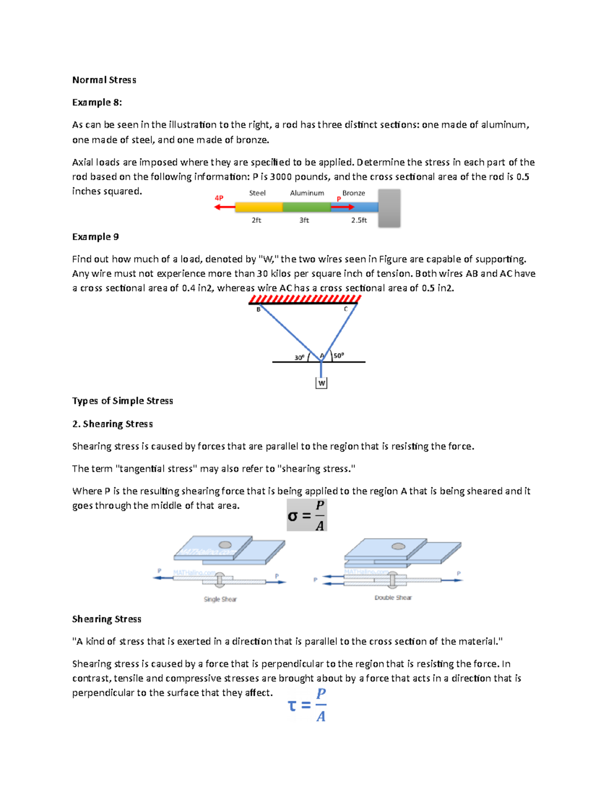 Normal Stress - Normal Stress Example 8: As can be seen in the ...