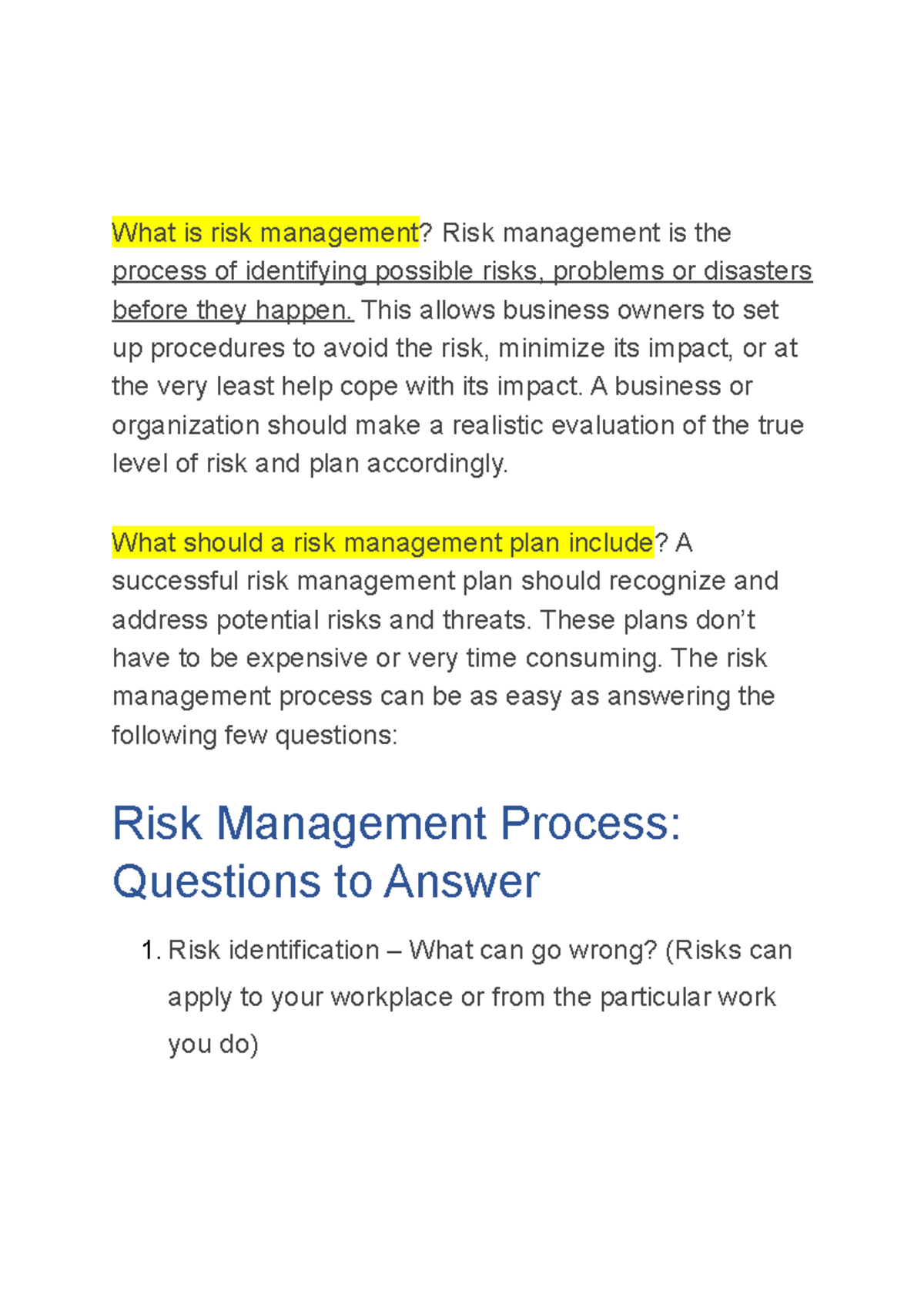 Risk management topics that you should know - What is risk management ...