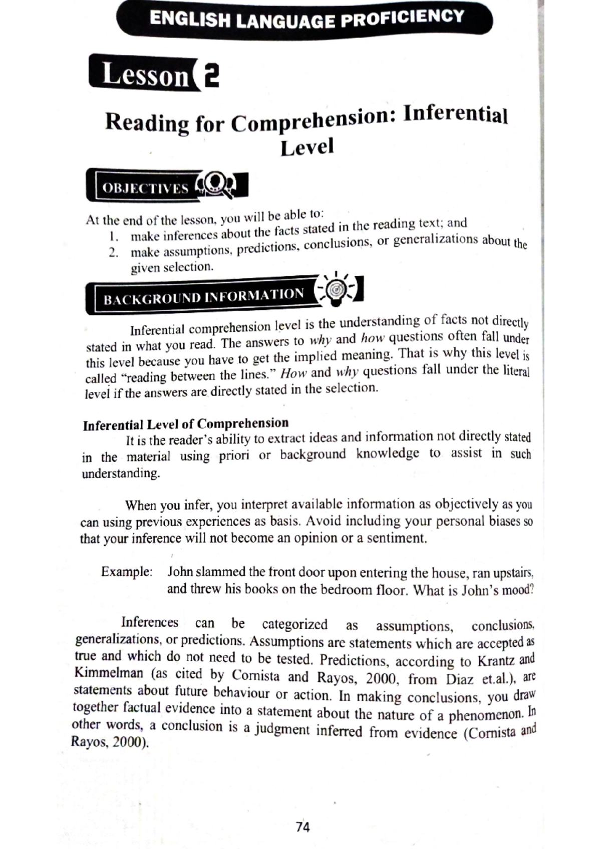 Chapter 4 Lesson 2 - A very insightful - English Language proficiency ...