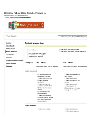 Shadow Health Complex Assessment Unresponsive - Complex Assessment ...