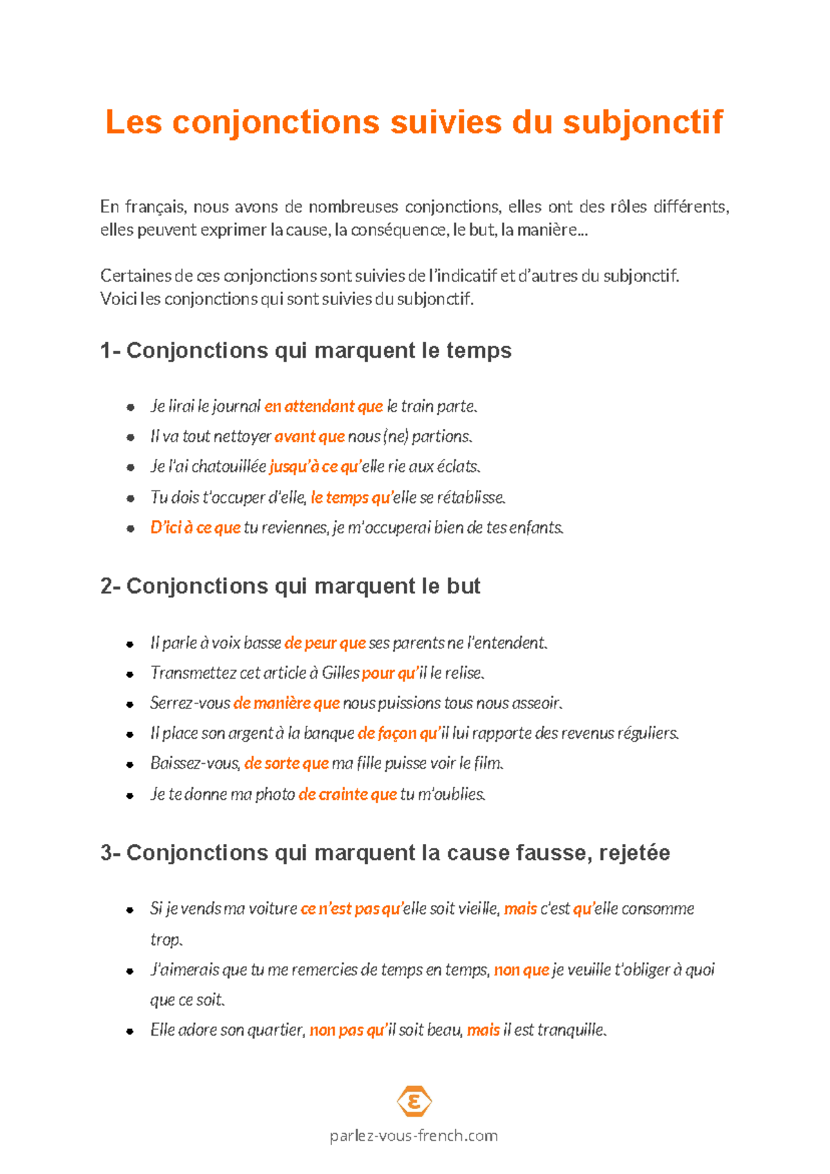 Les - conjonctions - suivies - du - subjonctif-1 - Les conjonctions ...