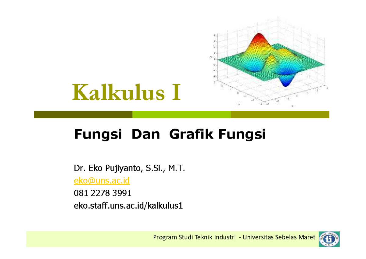 Materi ke 4 2015 - Kalkulus - Kalkulus I Fungsi Dan Grafik Fungsi Dr ...