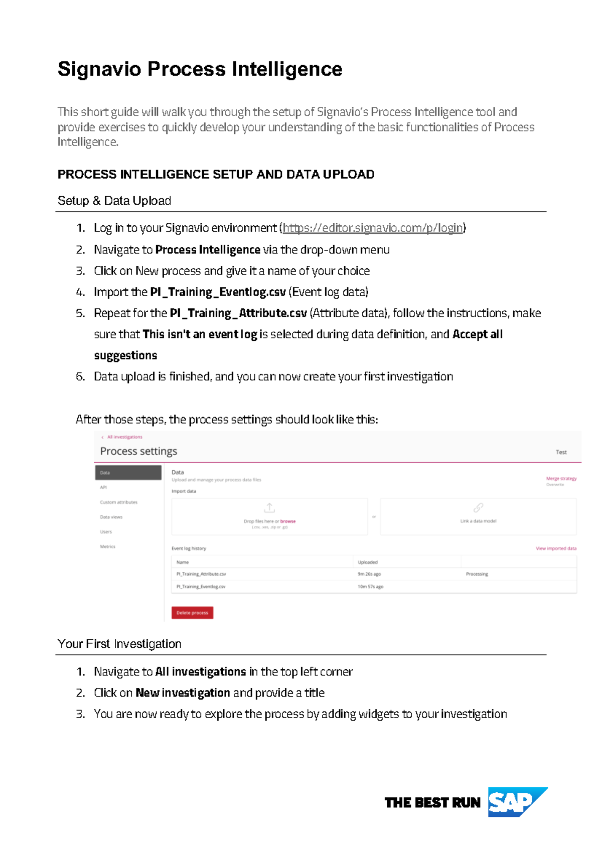 PI Setup and Exercises - Signavio Process Intelligence This short guide ...