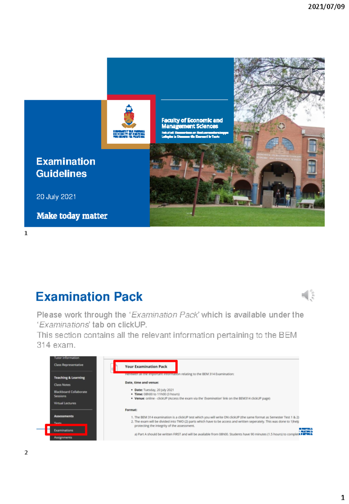 BEM314-2021-Exam-Guidelines slides - Examination Guidelines 20 July ...
