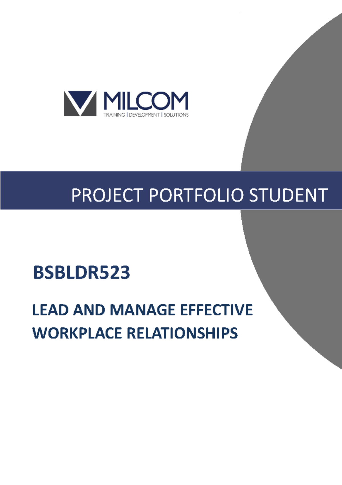 Bsbldr 523 Project Portfolio (Final Document) - LEAD AND MANAGE ...