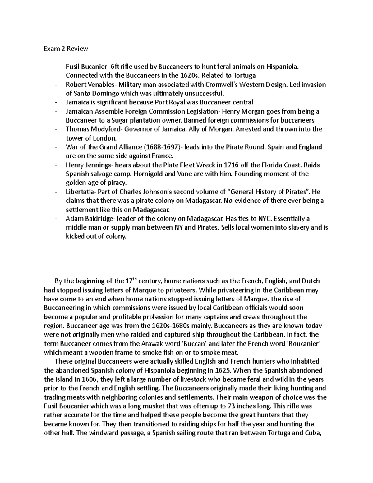 Pirate final study guide essay - Exam 2 Review - Fusil Bucanier- 6ft ...