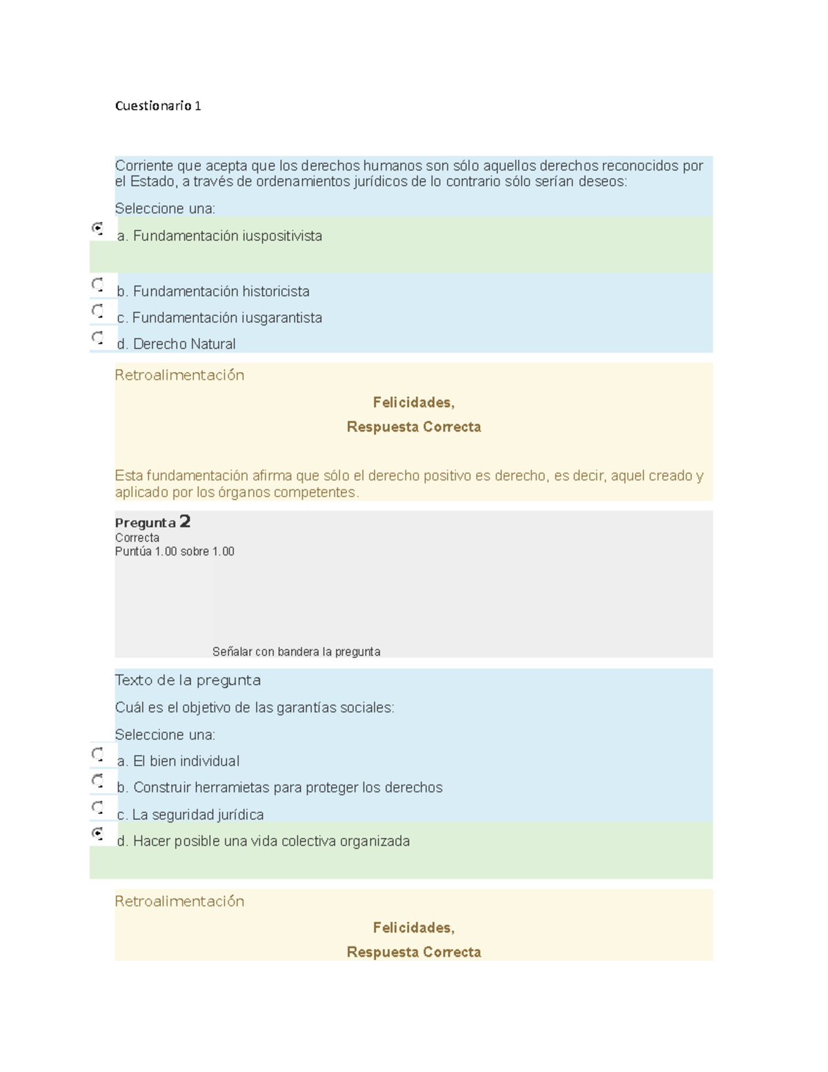 Dos - CNDH - Cuestionario 1 Corriente que acepta que los derechos ...