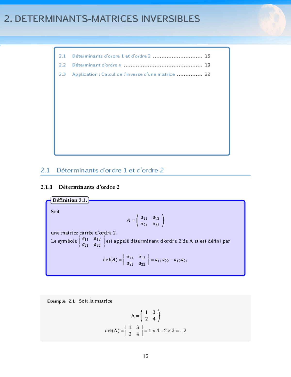 Algebre-chapitre 2 - Algebre-chapitre 2 - 2. DETERMINANTS-MATRICES ... Algebre-chapitre 2 - Algebre-chapitre 2 - 2. DETERMINANTS-MATRICES ...
