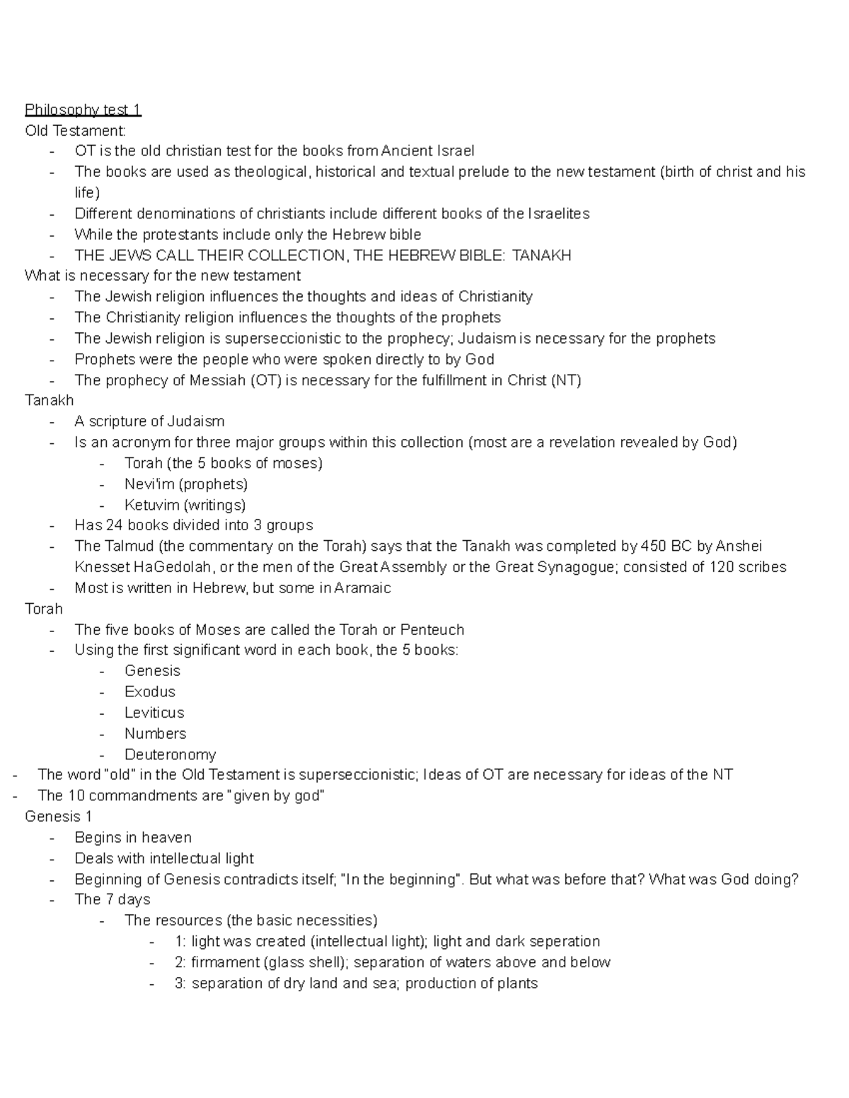 Philosophy 101 - This is an outline of the course for the first test ...