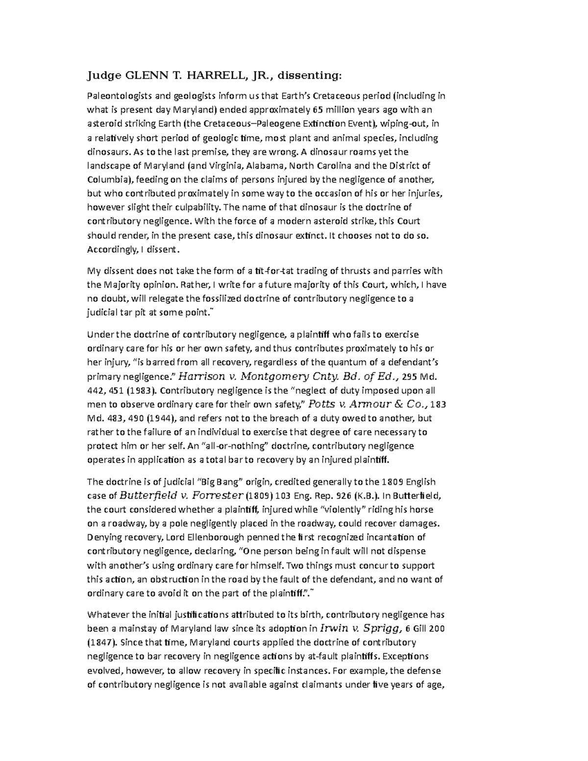 Tort law m72 - Tort law - Judge GLENN T. HARRELL, JR., dissenting ...