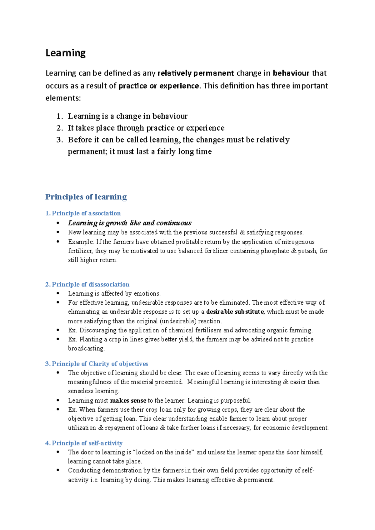 7 Learning - Summary Fundamentals of Psychology - Learning Learning can ...