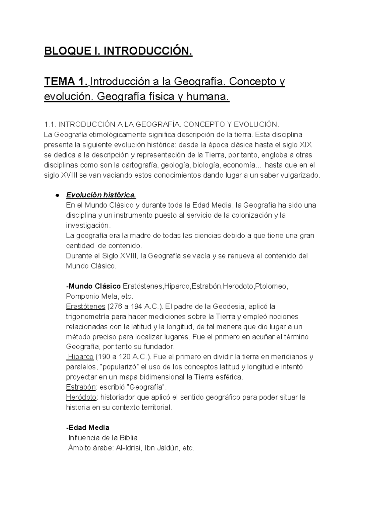 TEMA 1. Geografía - Apuntes - BLOQUE I. INTRODUCCIÓN. TEMA 1 ...