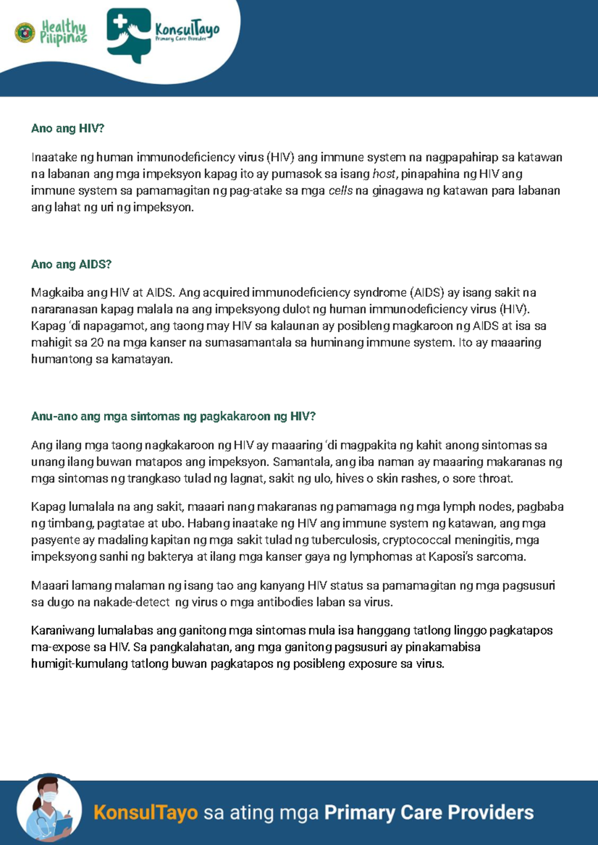 [FAQs] HIV AIDS Filipino - Ano ang HIV? Inaatake ng human ...