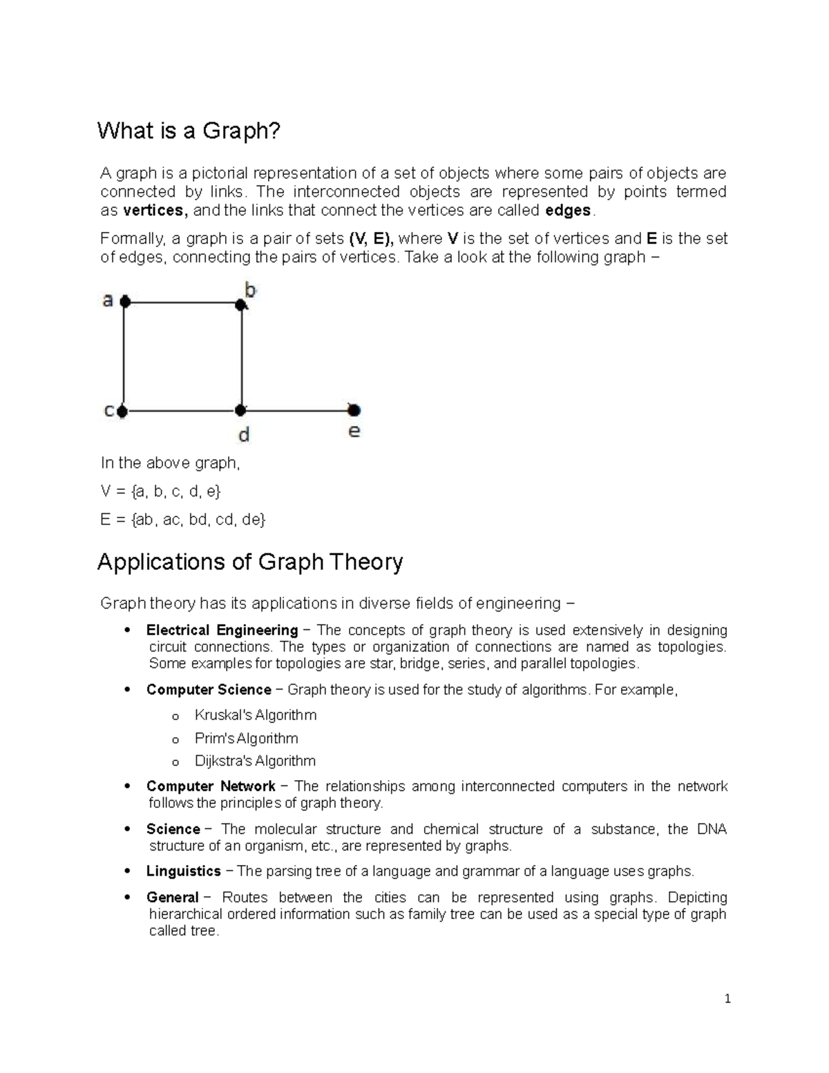 Unit4 - graph - What is a Graph? A graph is a pictorial representation ...