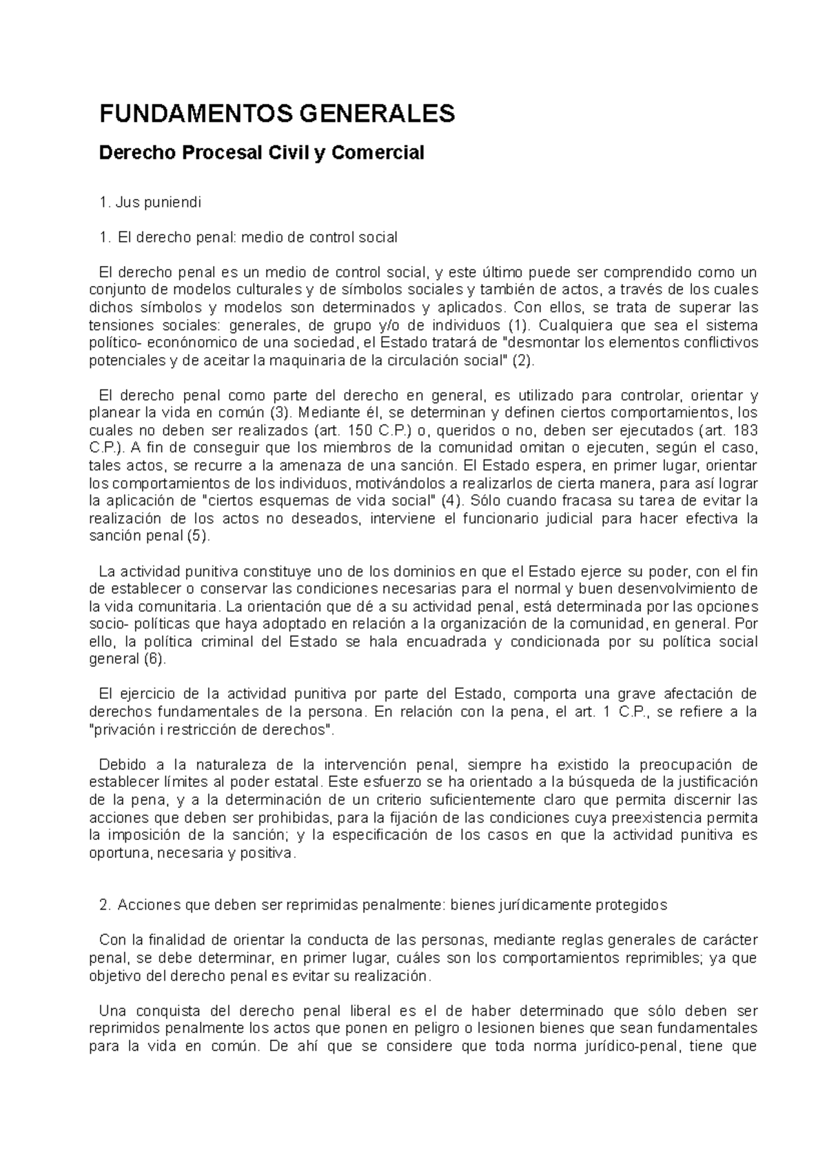 Fundamentos Generales - FUNDAMENTOS GENERALES Derecho Procesal Civil y ...