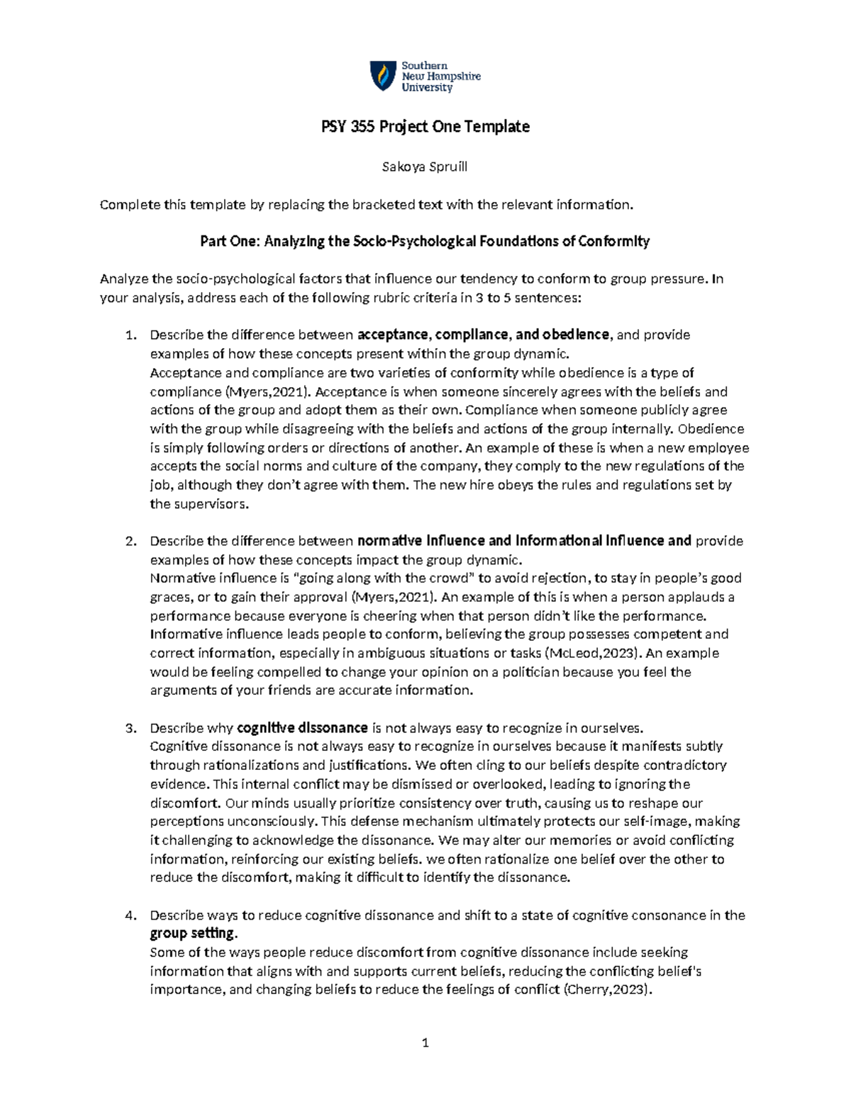 PSY 355 Project One Template - PSY 355 Project One Template Sakoya ...