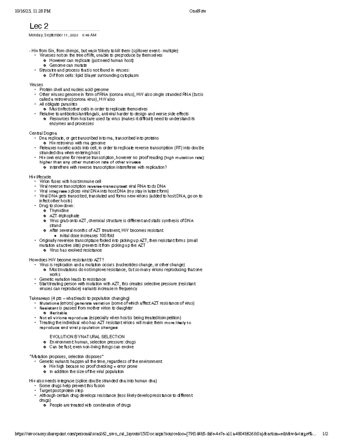 Cycle 1 Lecture 2 - 10/16/23, 11:28 PM OneNote - Studocu