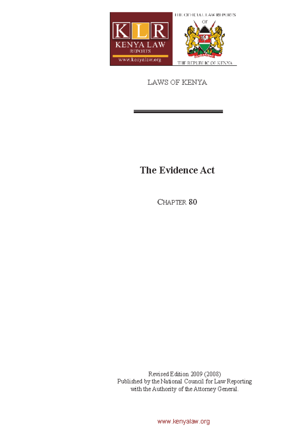The Evidence Act - easy document - LAWS OF KENYA The Evidence Act ...