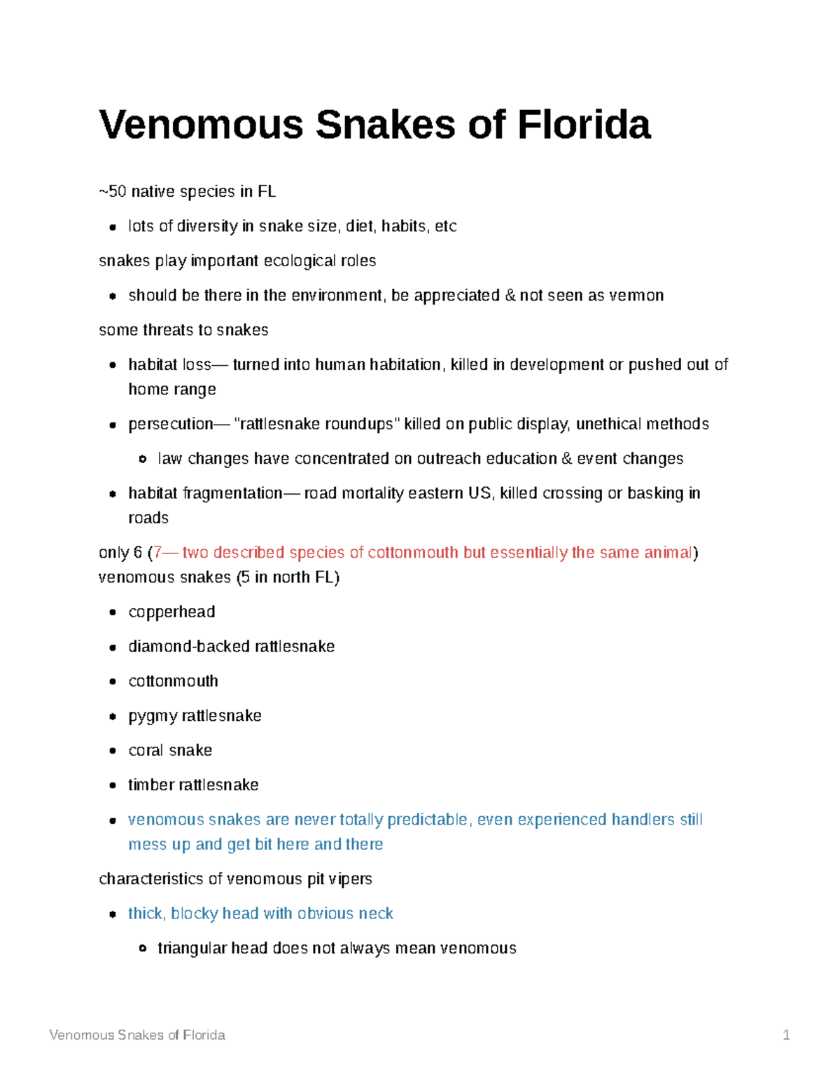WIS3042 Reptiles 3 - Pit vipers vs elapids. Copperhead, diamondback ...