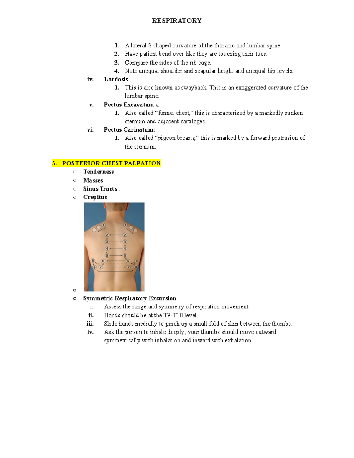 Respiratory PAV - Notes - A lateral S shaped curvature of the thoracic ...