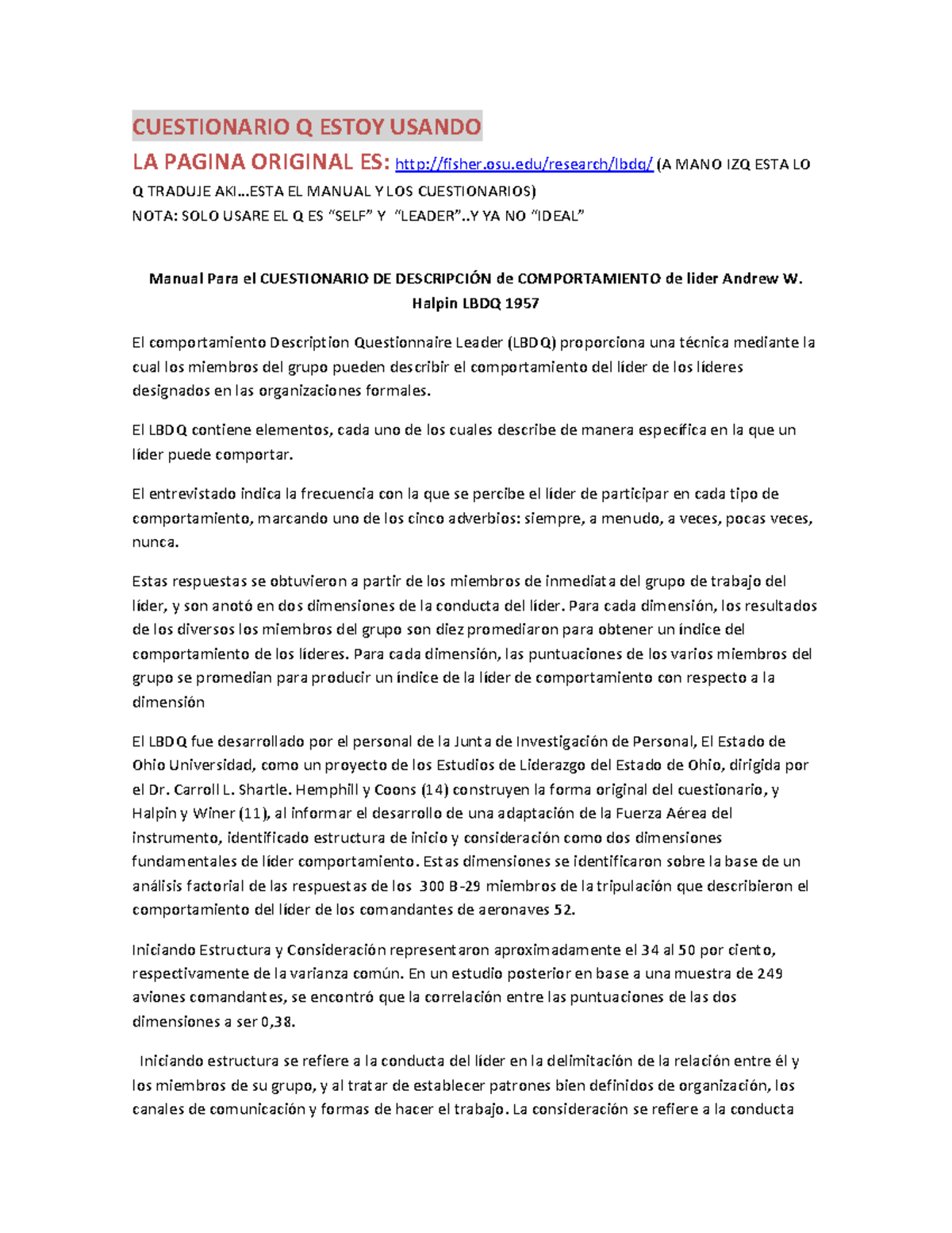 Manual-lbdq - Test para medir el comportamiento del líder ...