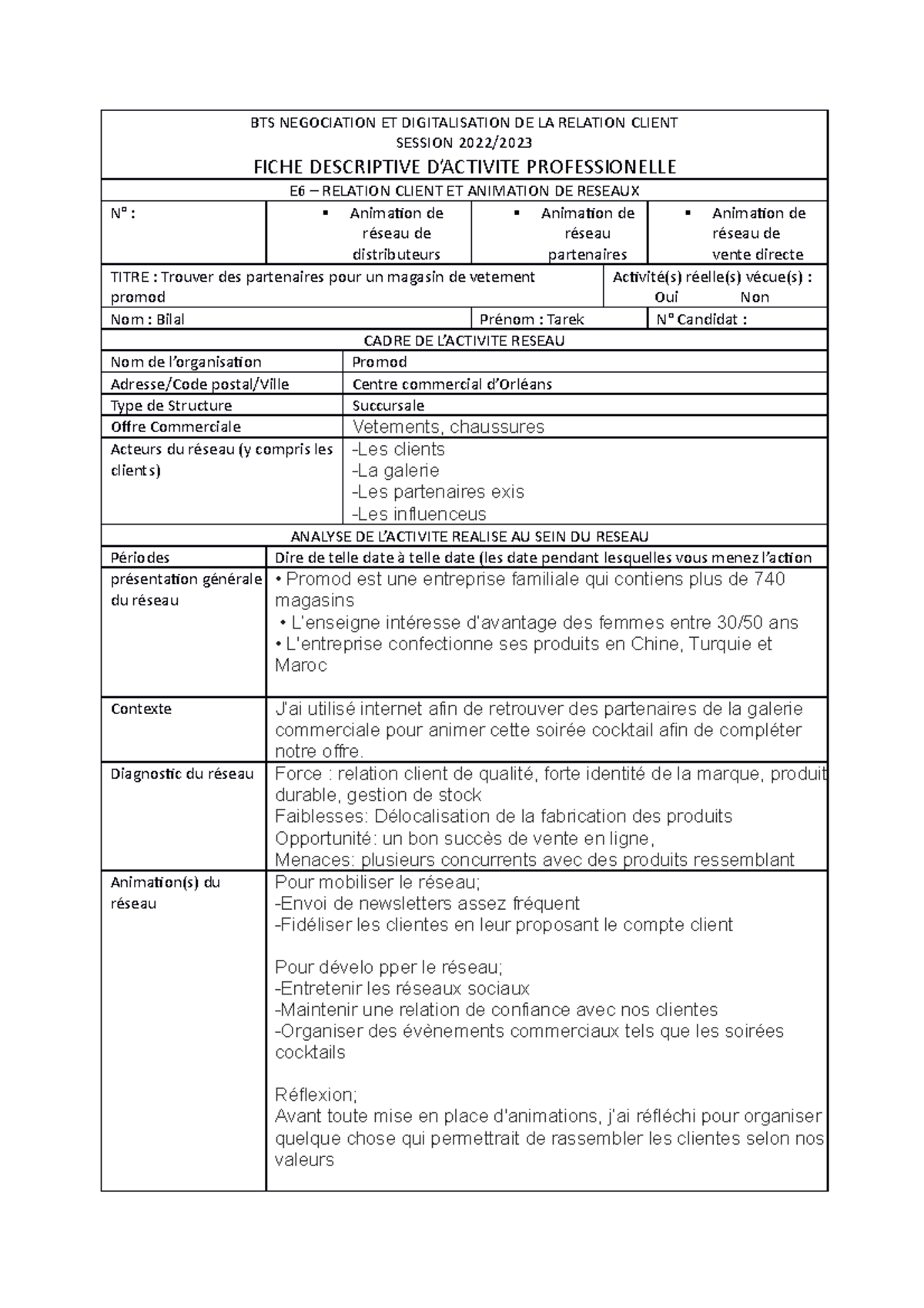Fiche E6 - BTS NEGOCIATION ET DIGITALISATION DE LA RELATION CLIENT ...