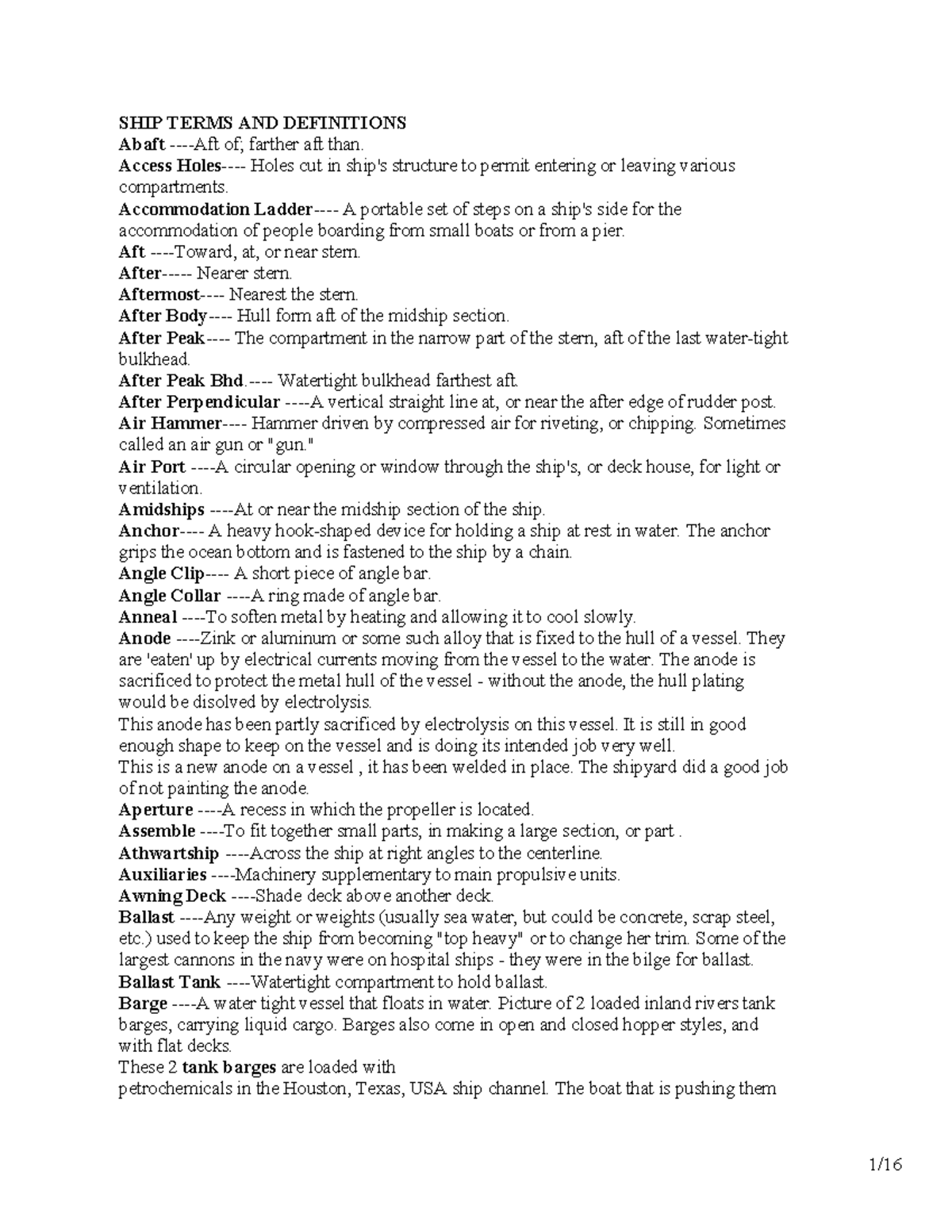 Shipyard Terms and Definitions - SHIP TERMS AND DEFINITIONS Abaft -Aft ...