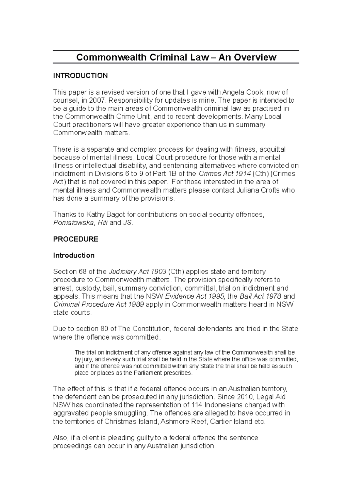 Commonwealth Criminal Law An Overview - Commonwealth Criminal Law – An ...