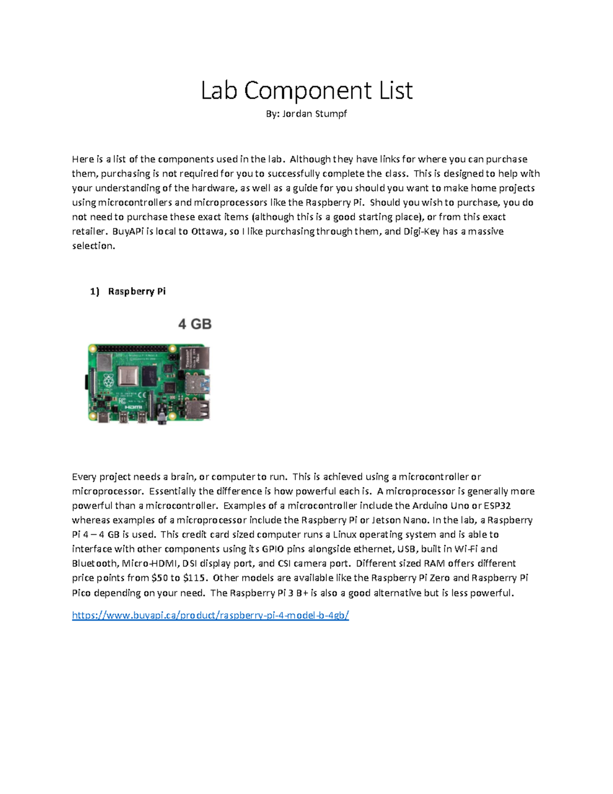 Lab Component List V1 - N/A - MCG4136 - uOttawa - Studocu