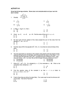 Weekly EXAM 1 - Practice problems - FALCON REVIEW CENTER F.A. CONDUCIVE ...