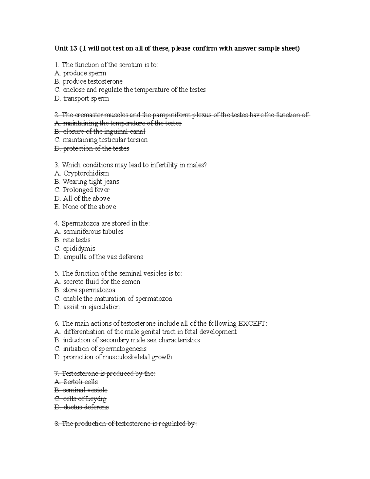 Sampletest Unit 13 Chapters 43, 45, 46 withoutanswers 20 - Unit 13 ( I ...