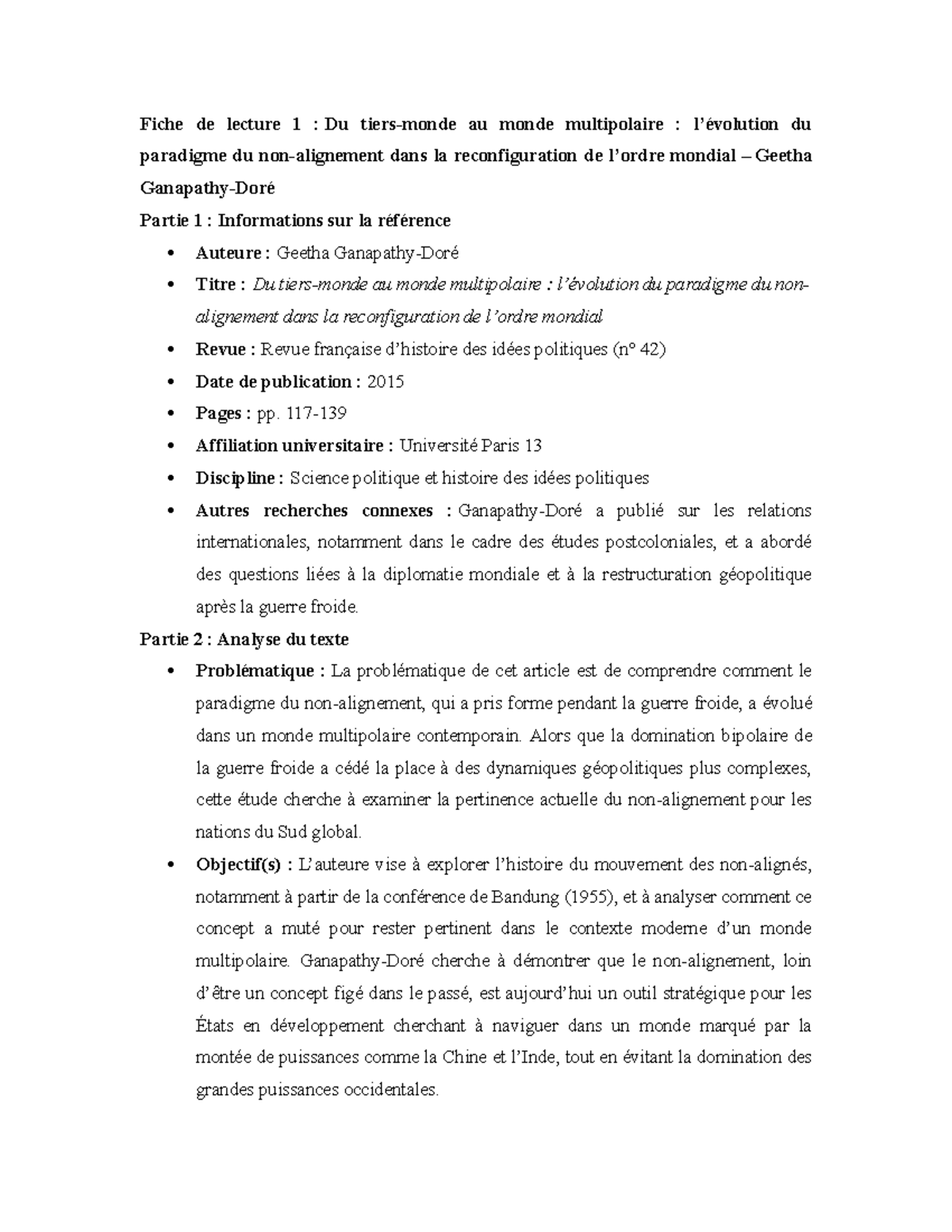 Analyse de sources HOR1200 - Fiche de lecture 1 : Du tiers-monde au ...