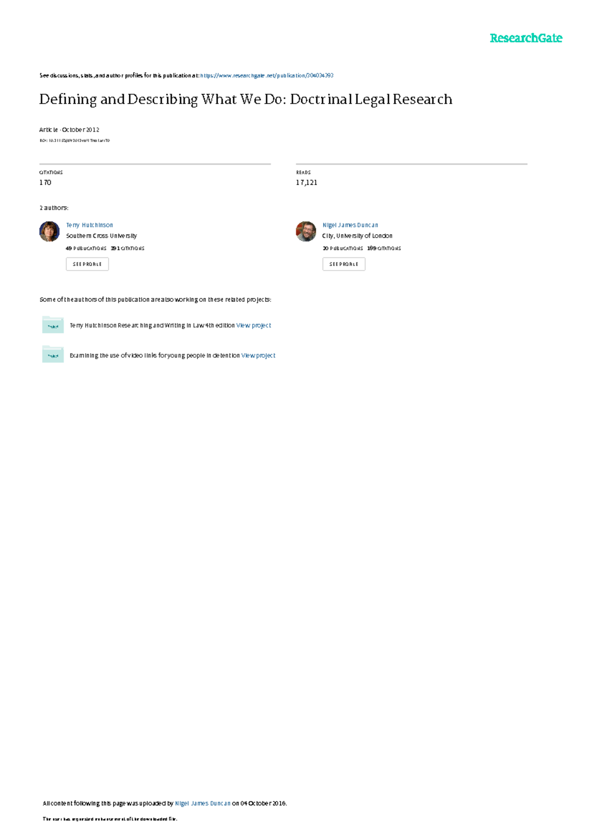 Defining and Describing What We Do Doctrinal Legal - See discussions ...