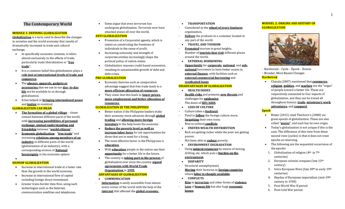Deptals- Contemp - The Contemporary World MODULE 1: DEFINING ...