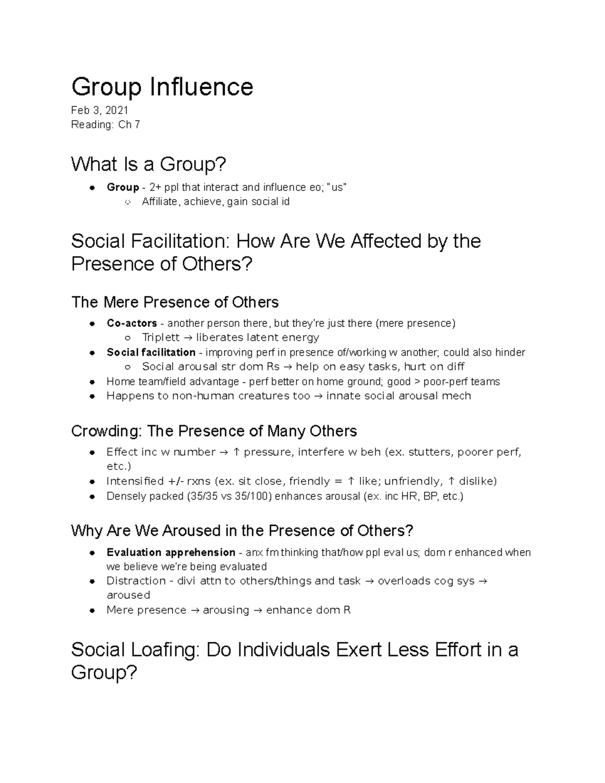 4.2 - Group Influence - Lecture notes 4 - Group Influence Feb 3, 2021 ...