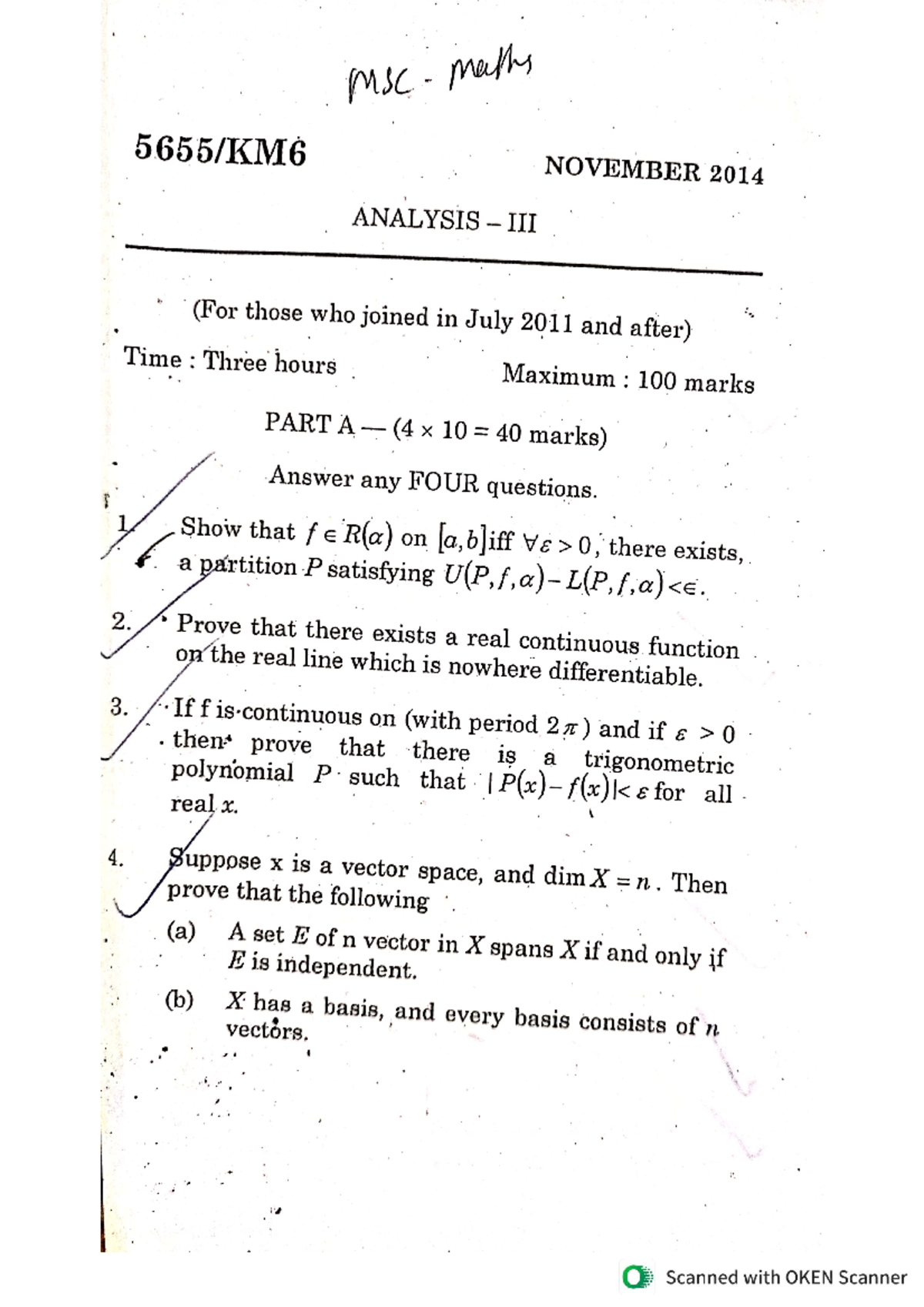 Msc maths question papper mk university Analysisll 230214 152959 ...