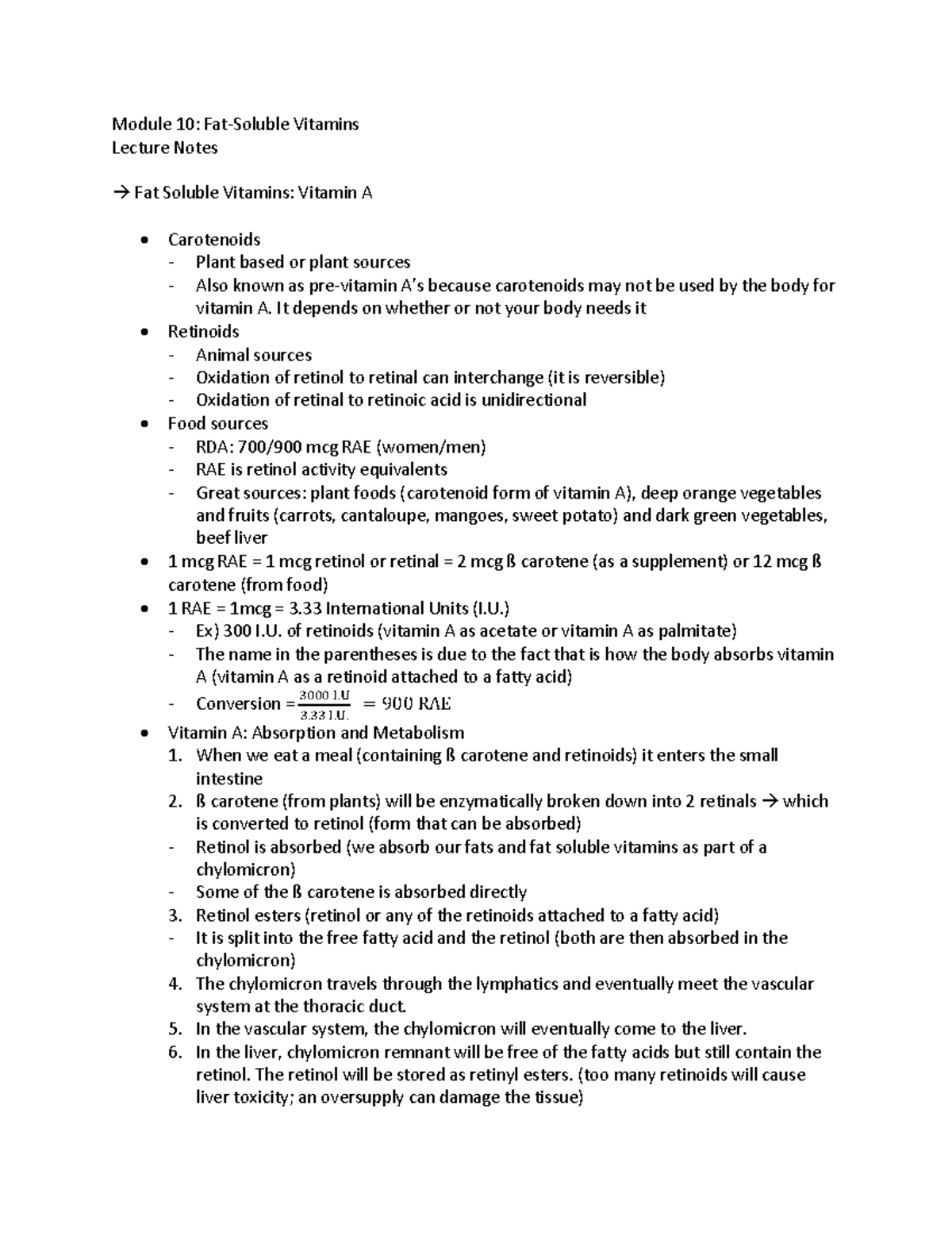 Nutrition Module 10 Lecture Notes - Module 10: Fat-Soluble Vitamins ...