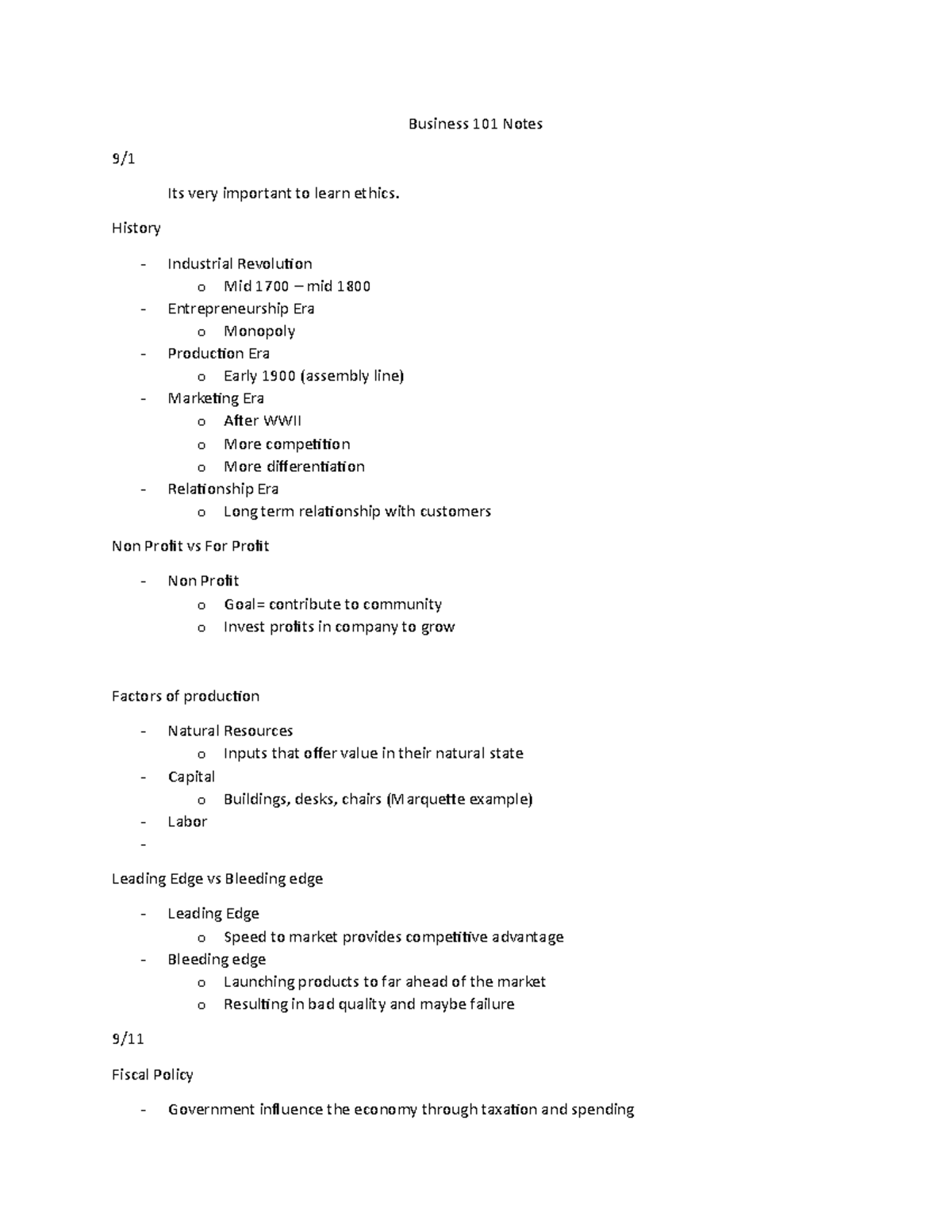 Business 101 Notes - Business 101 Notes 9/ Its very important to learn ...