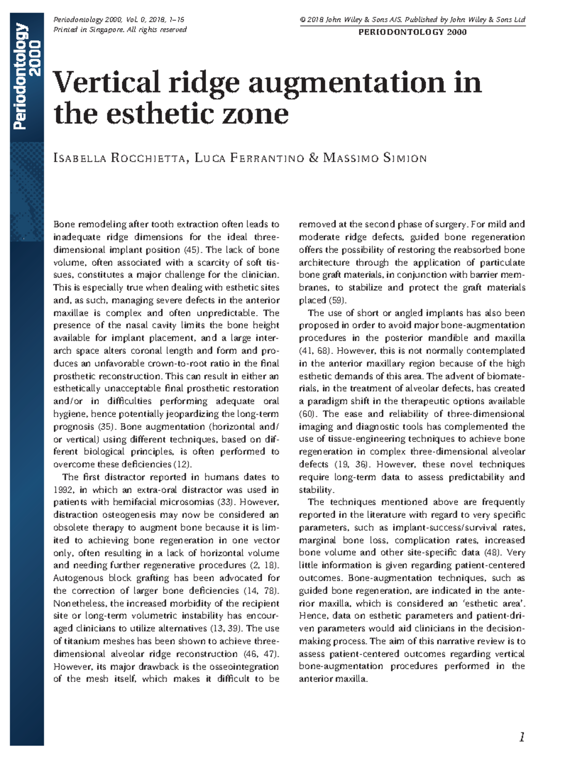 Vertical augmentation in the estetic zone - Vertical ridge augmentation ...