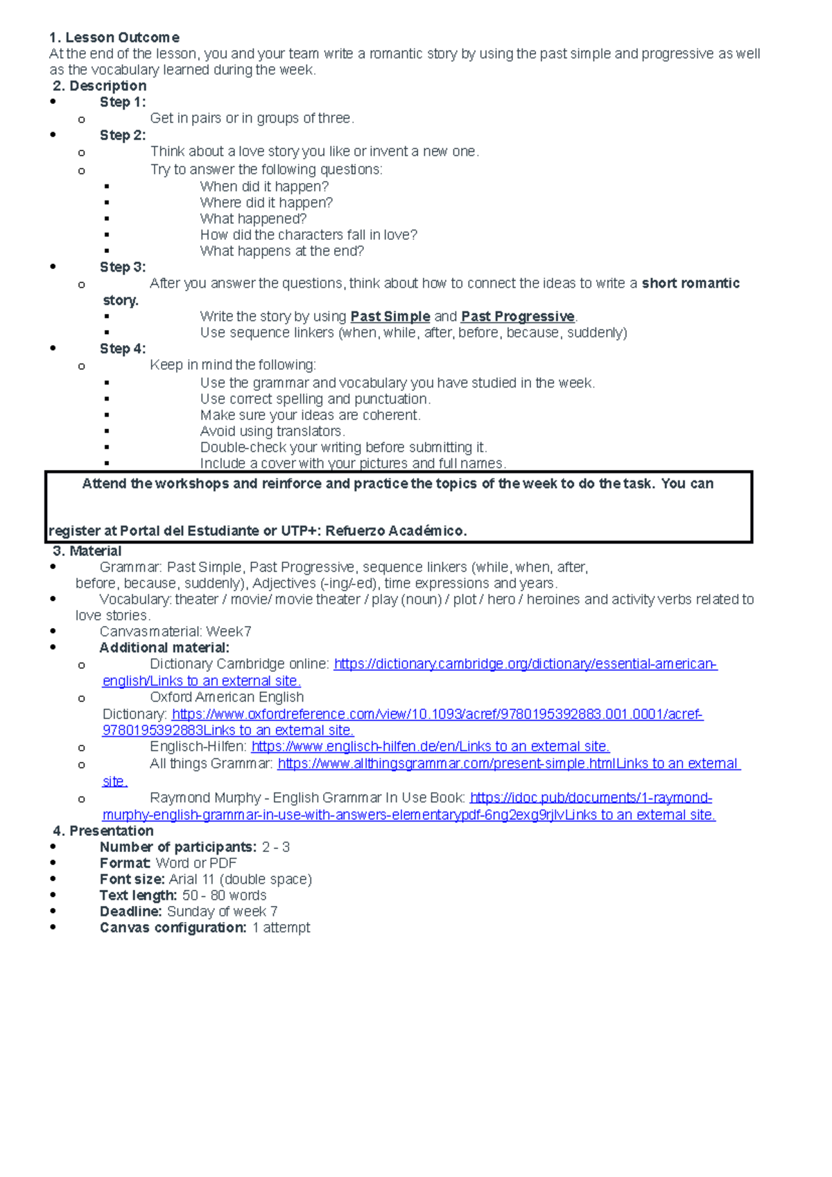 Tarea semana 7 - task week 7 - Lesson Outcome At the end of the lesson ...