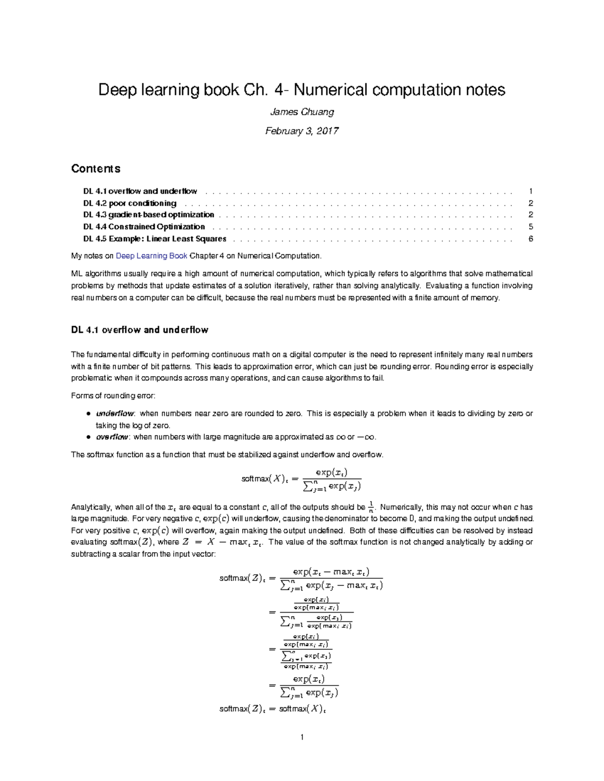 Ch4 Numerical Computation Deep Learning Book Ch 4 Numerical Computation Notes James Chuang 