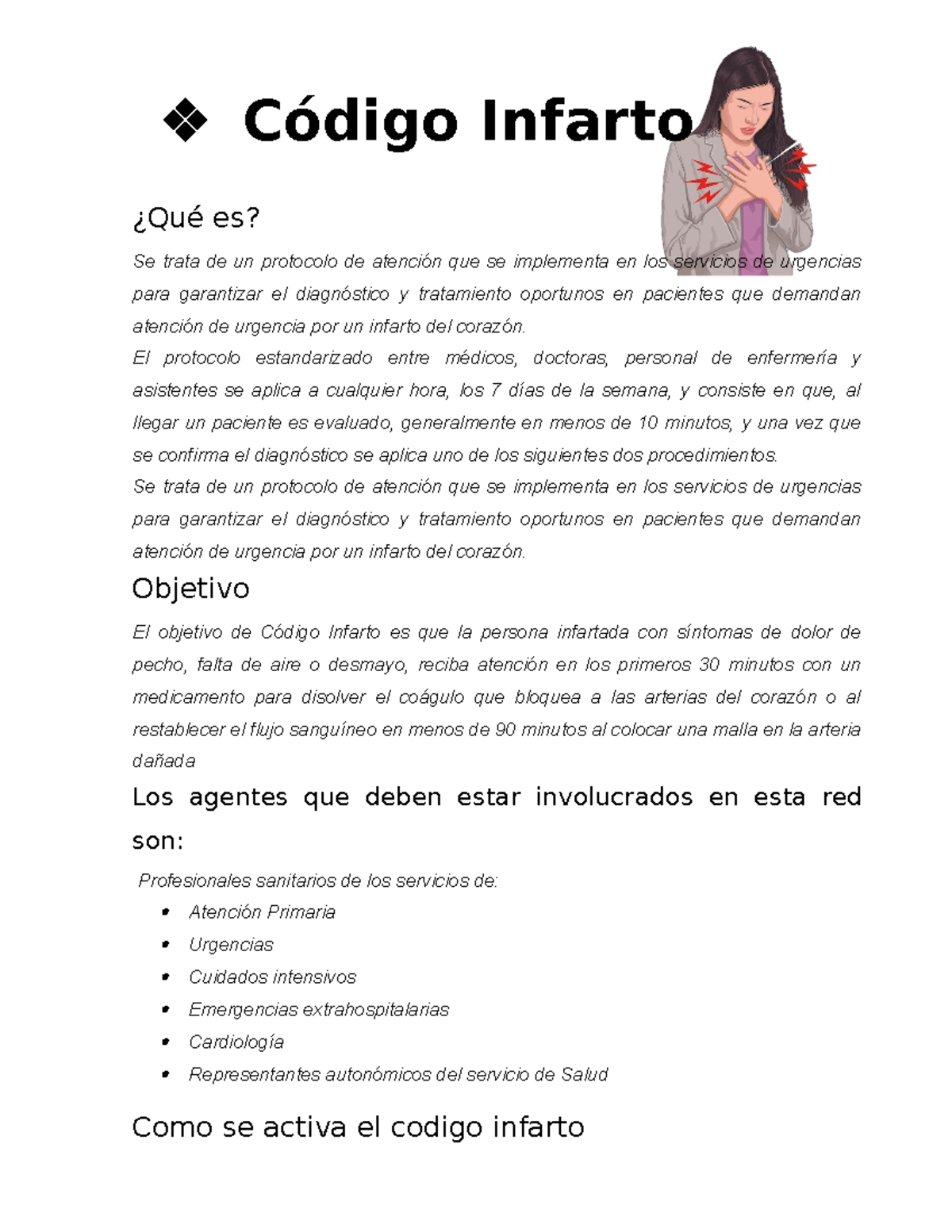 Código Infarto - Código Infarto ¿Qué es? Se trata de un protocolo de ...