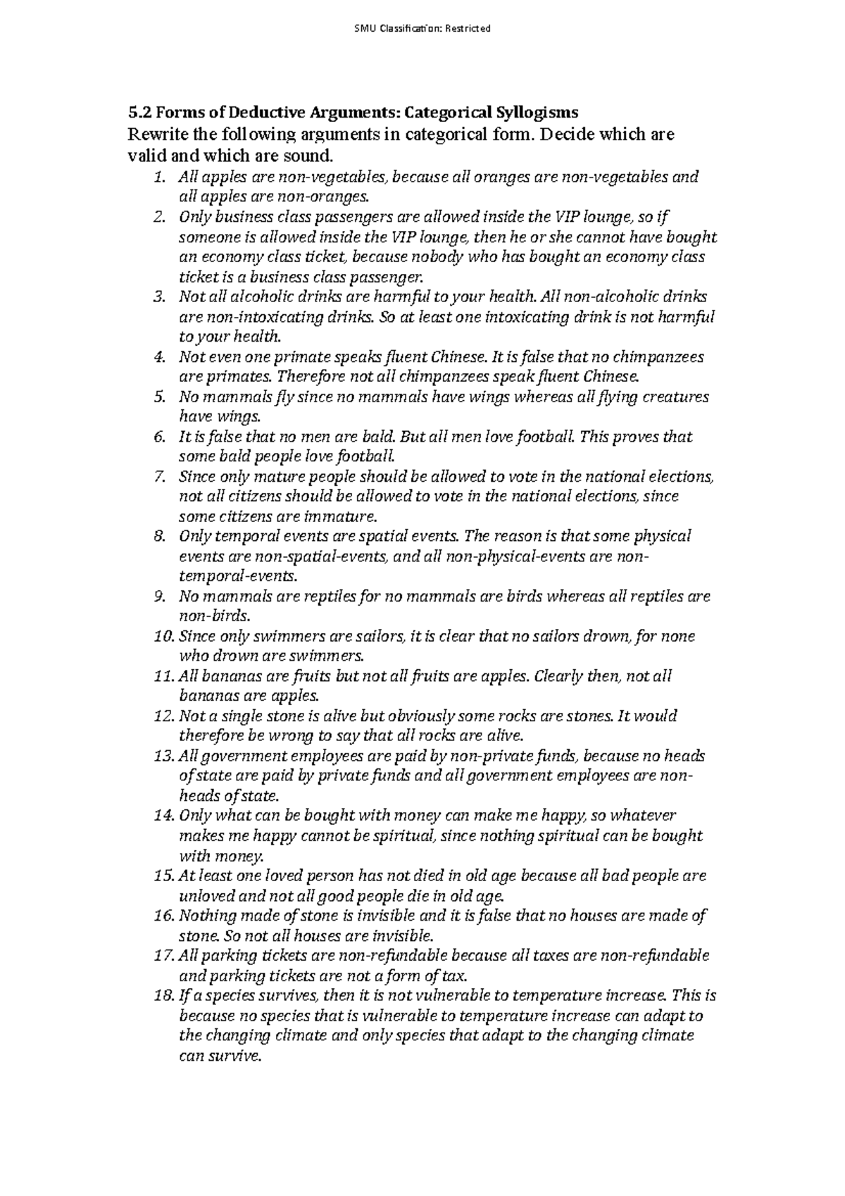 Exercise 5Q - Week 5 practice questions for Prof Burik - 5 Forms of ...