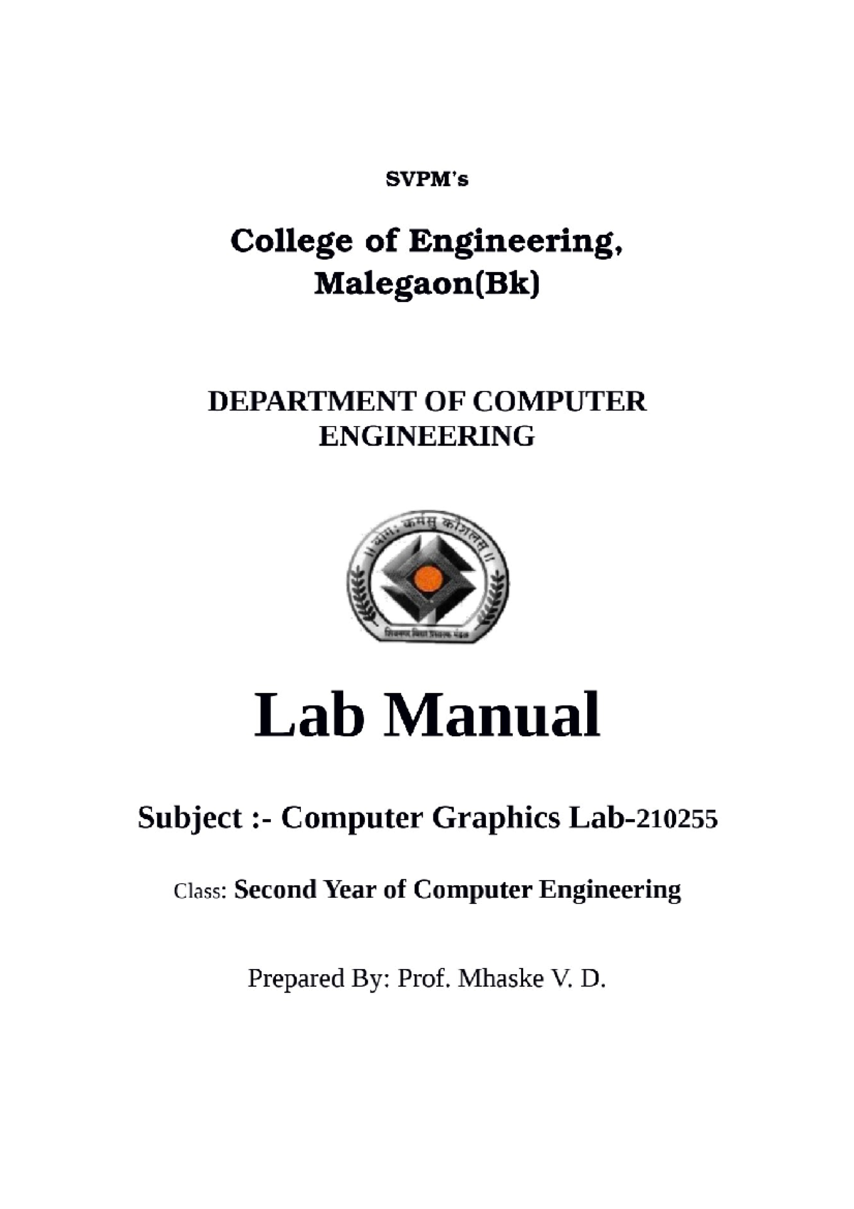 CG-Lab Manual - Bachelor of computer engineering - Studocu