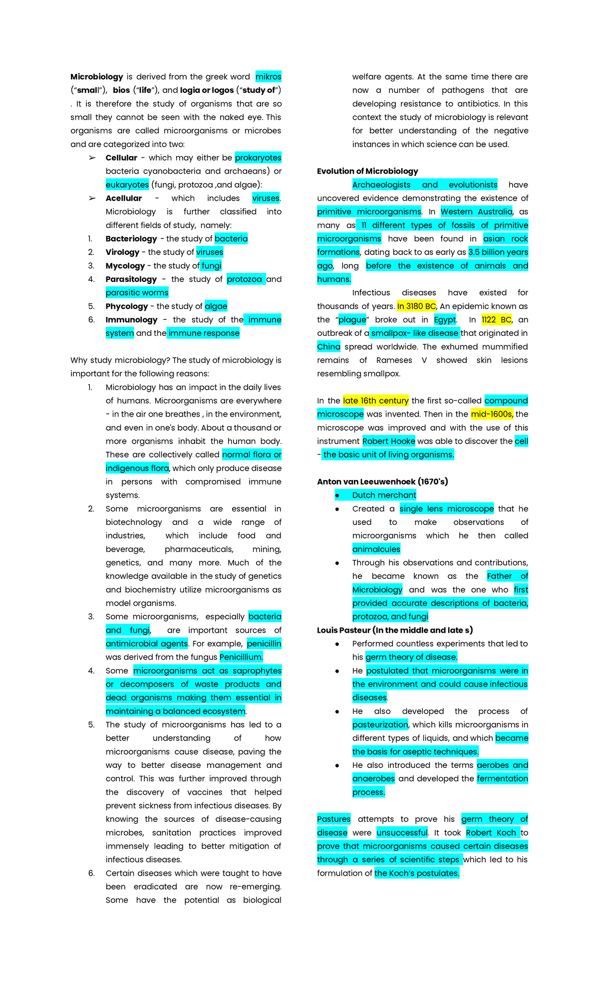 Micropara - lecture notes - Microbiology is derived from the greek word ...