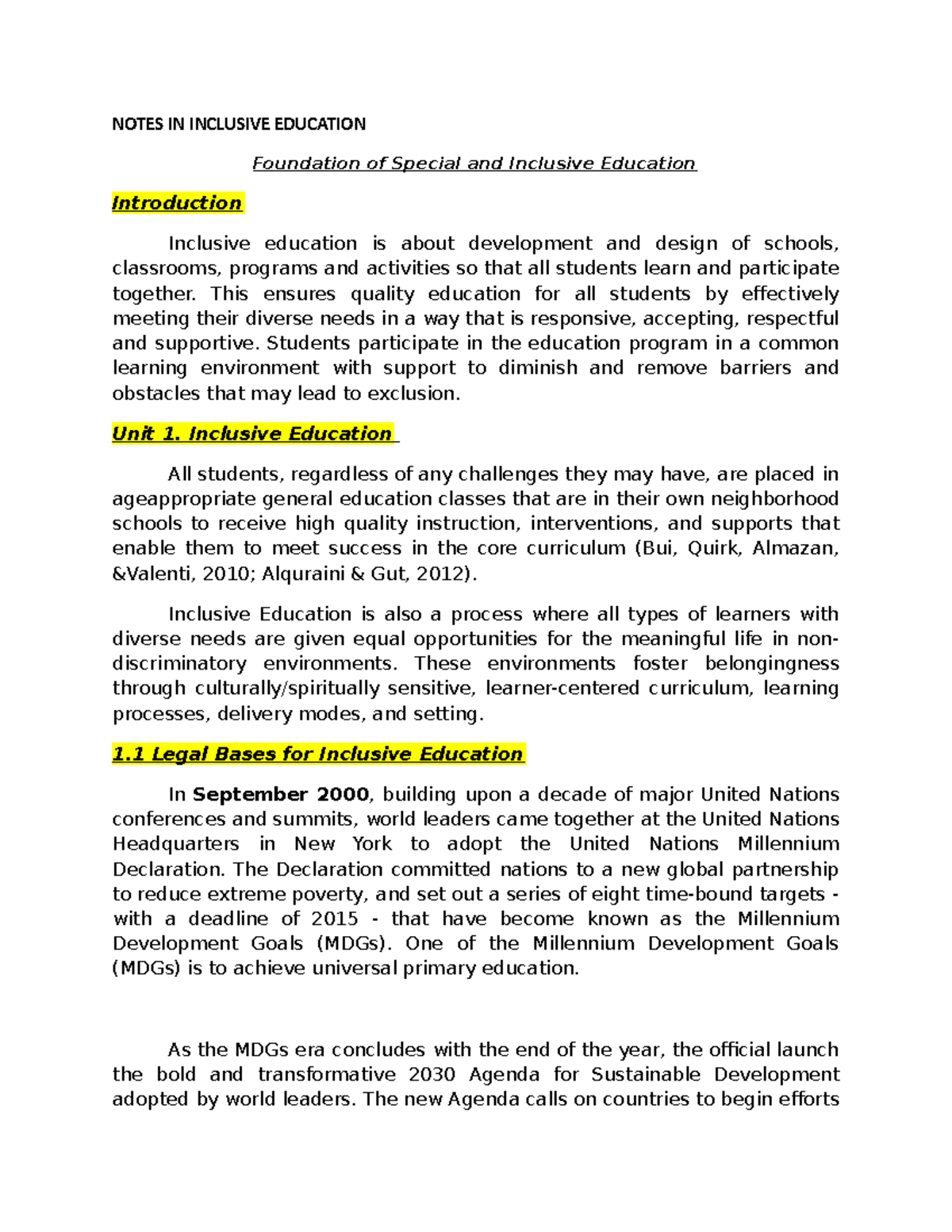 Notes IN Inclusive Education - NOTES IN INCLUSIVE EDUCATION Foundation ...
